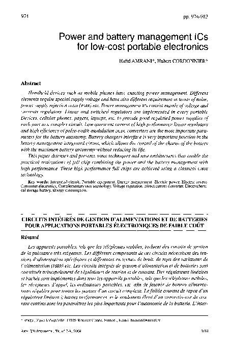 (PDF) Power and battery management ICs for low-cost portable electronics