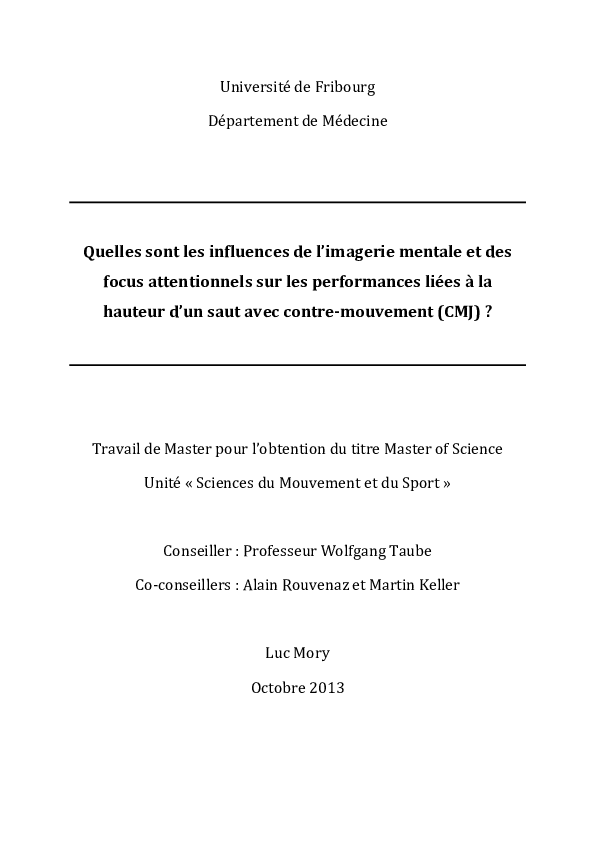 (PDF) Quelles sont les influences de l'imagerie mentale et des focus ...