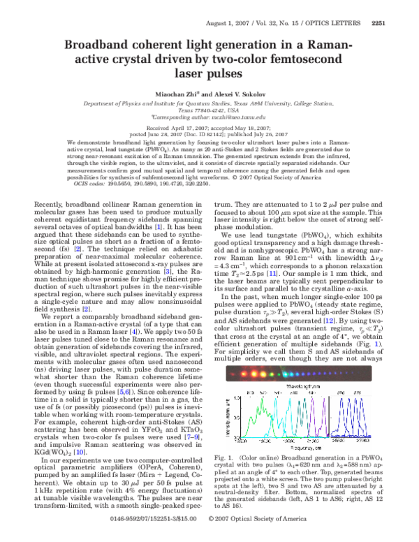 (PDF) Broadband coherent light generation in a Raman-active crystal driven by two-color ...