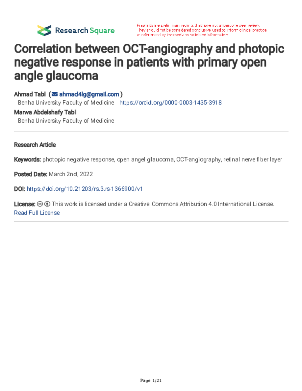 (PDF) Correlation between OCT-angiography and photopic negative response in patients with ...