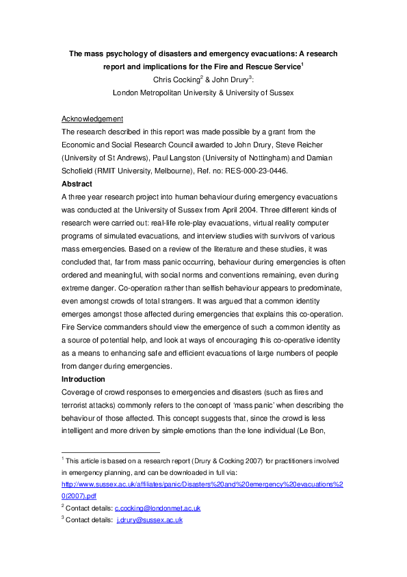 (PDF) The psychology of crowd behaviour in emergency evacuations ...
