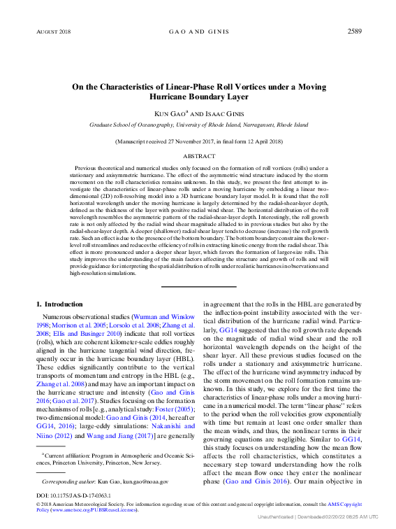 (PDF) On the Characteristics of Linear-Phase Roll Vortices under a ...