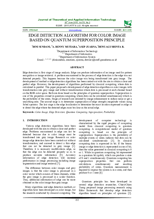 Pdf Edge Detection Algorithm For Color Image Based On Quantum Superposition Principle 1