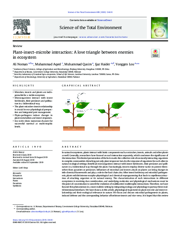 (PDF) Plant-insect-microbe interaction: A love triangle between enemies ...