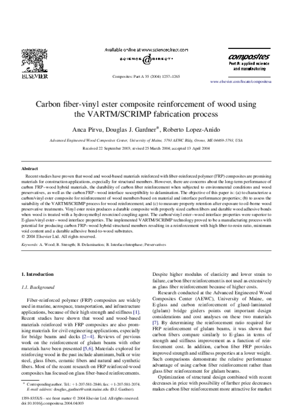 (PDF) Carbon fiber-vinyl ester composite reinforcement of wood using ...