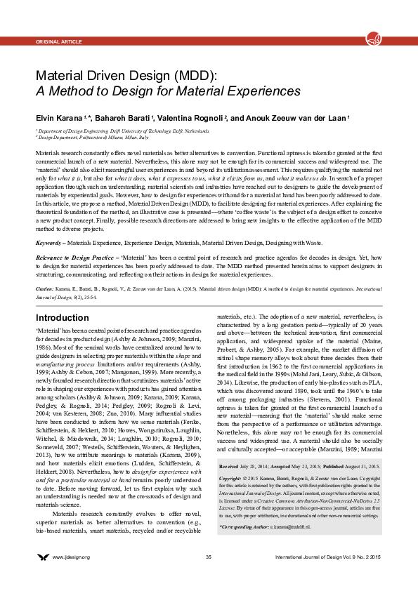 (PDF) Material Driven Design (MDD): A Method To Design For Material ...