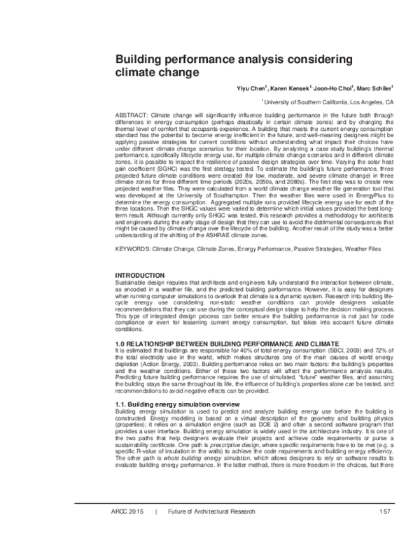 (PDF) Building performance analysis considering climate change