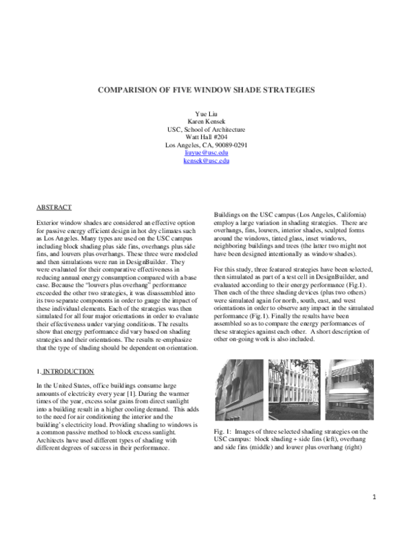 (PDF) Comparision of Five Window Shade Strategies
