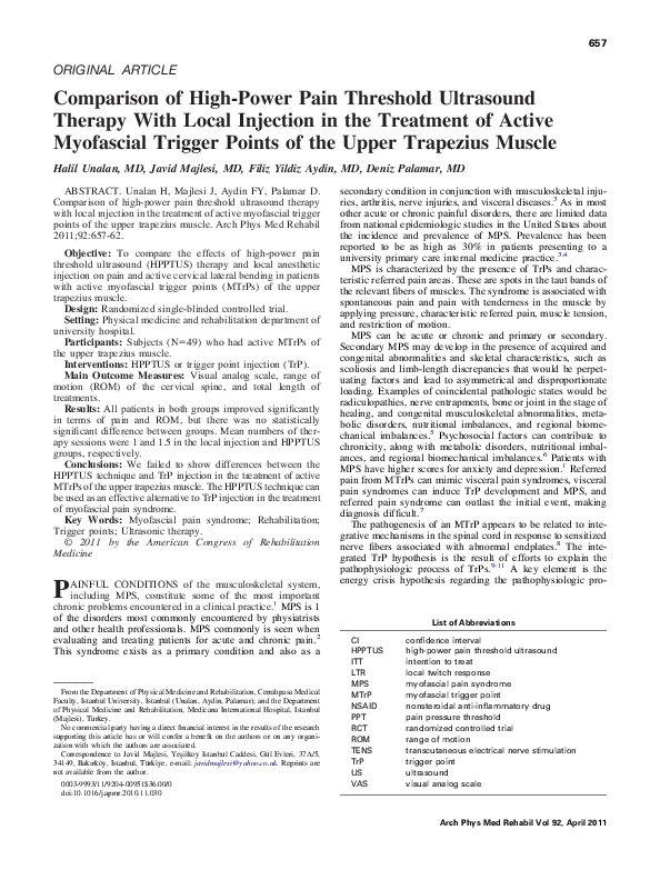 (PDF) Comparing Ultrasound Therapy and Injection for Myofascial Pain