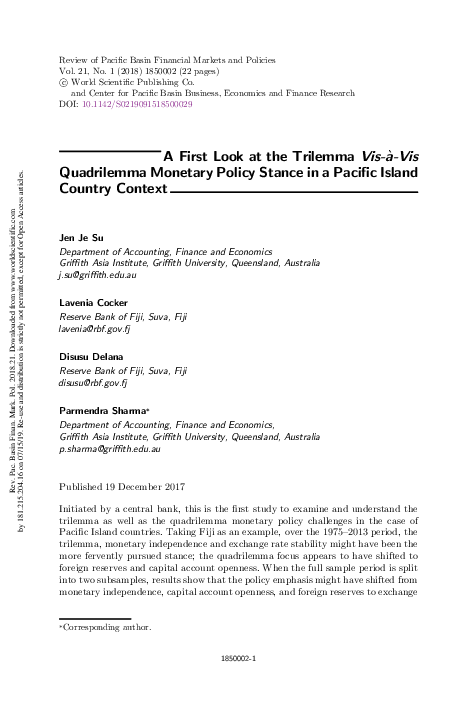 (PDF) A First Look at the Trilemma Vis-à-Vis Quadrilemma Monetary ...
