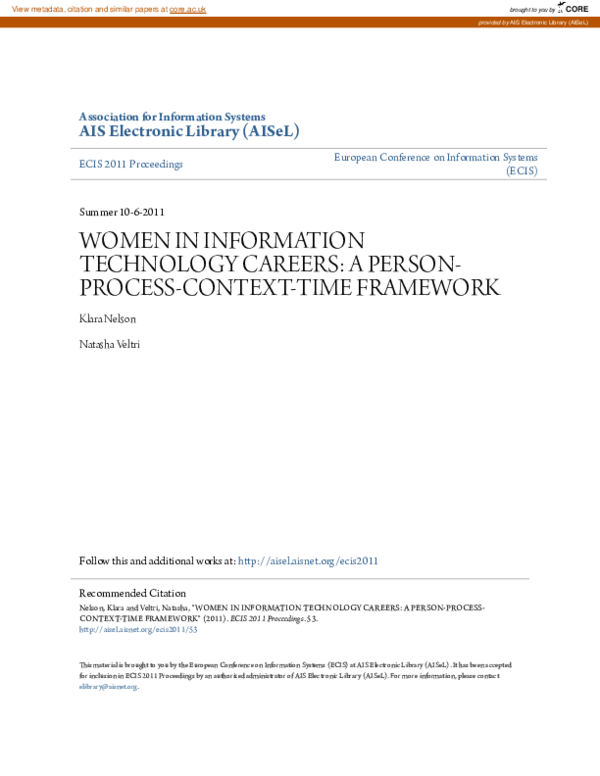 (PDF) Women in Information Technology Careers: A Person-Process-Context ...