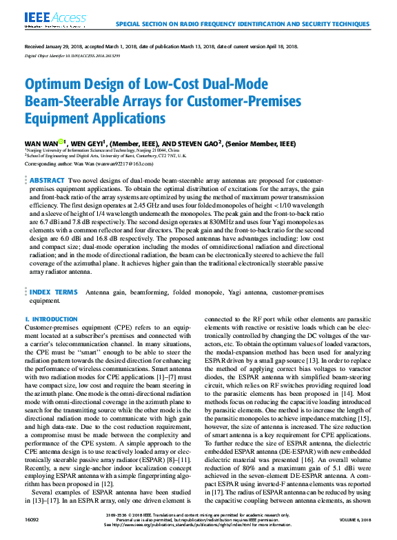(PDF) Optimum Design of Low-Cost Dual-Mode Beam-Steerable Arrays for ...