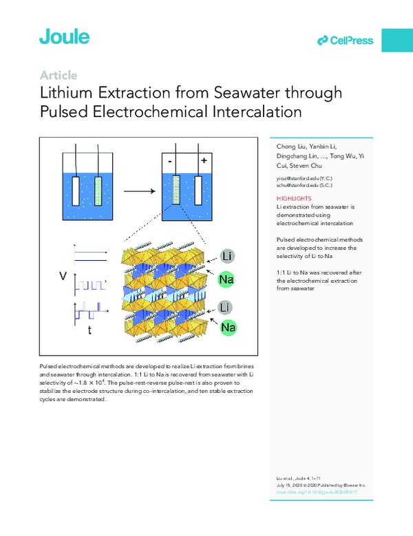 (PDF) Lithium Extraction from Seawater through Pulsed Electrochemical ...
