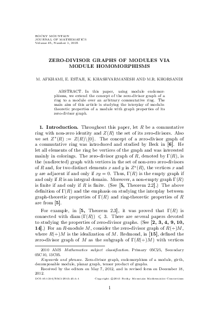 Pdf Zero Divisor Graphs Of Modules Via Module Homomorphisms