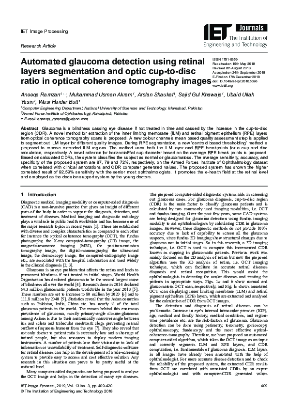 Pdf Automated Glaucoma Detection Using Retinal Layers Segmentation