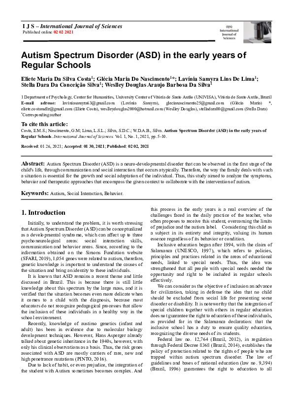 (PDF) Autism Spectrum Disorder (ASD)