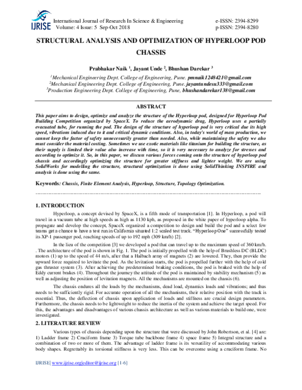 (PDF) Structural Analysis and Optimization of Hyperloop Pod Chassis