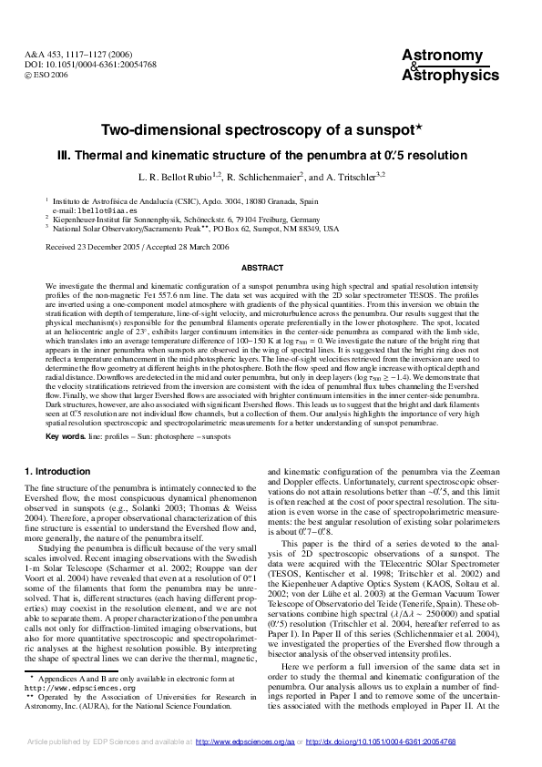 (PDF) Two-dimensional spectroscopy of a sunspot