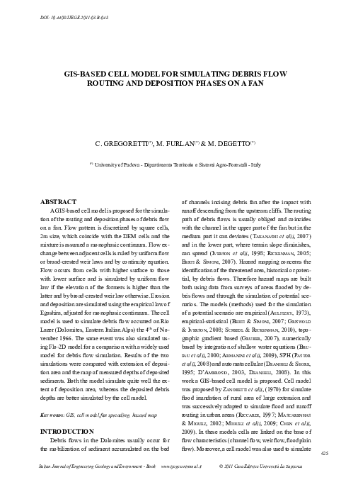 Pdf Gis Based Cell Model For Simulating Debris Flow Runout On A Fan