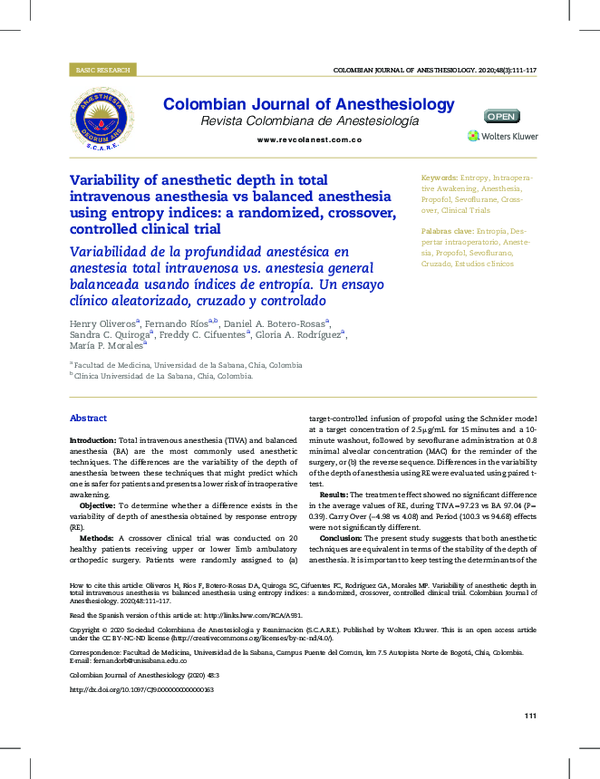 (PDF) Variability of anesthetic depth in total intravenous anesthesia ...