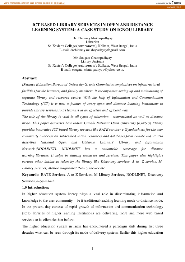 (PDF) Ict Based Library Services in Open and Distance Learning System ...