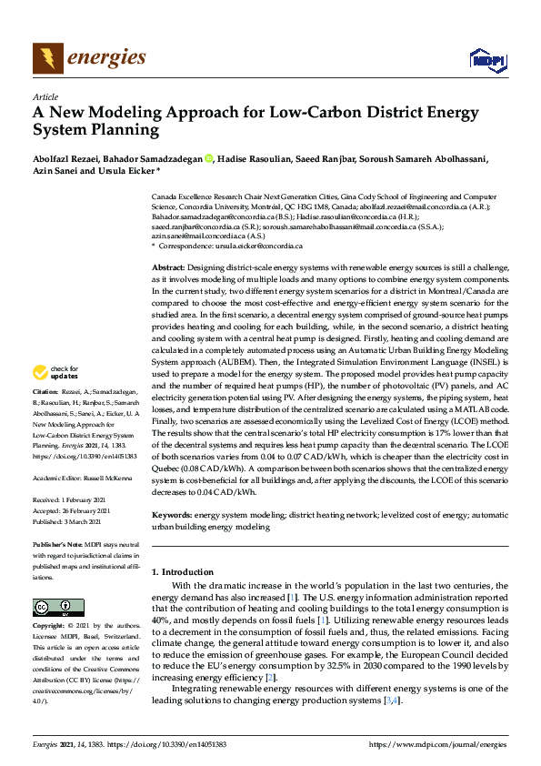 (PDF) A New Modeling Approach for Low-Carbon District Energy System ...