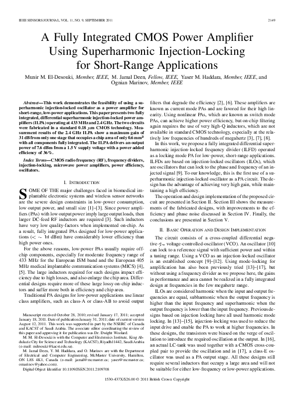 (PDF) A Fully Integrated CMOS Power Amplifier Using Superharmonic ...