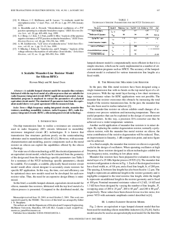 (PDF) A scalable meander-line resistor model for silicon RFICs