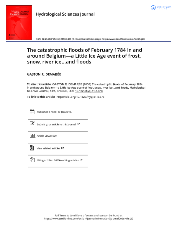 (PDF) The catastrophic floods of February 1784 in and around Belgium—a ...