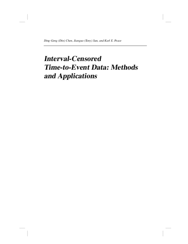 (PDF) Time-to-Event Data : Methods and Applications