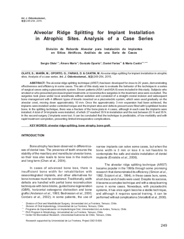 (PDF) Alveolar Ridge Splitting for Implant Installation in Atrophic ...