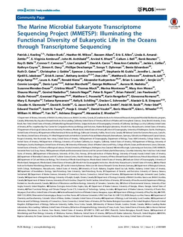 (PDF) The Marine Microbial Eukaryote Transcriptome Sequencing Project ...