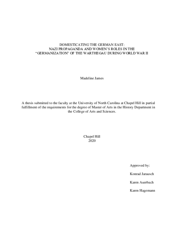 (PDF) Domesticating the German East: Nazi Propaganda and Women's Roles ...