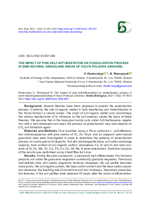 (PDF) The impact of pine self-afforestation on podzolization process in ...