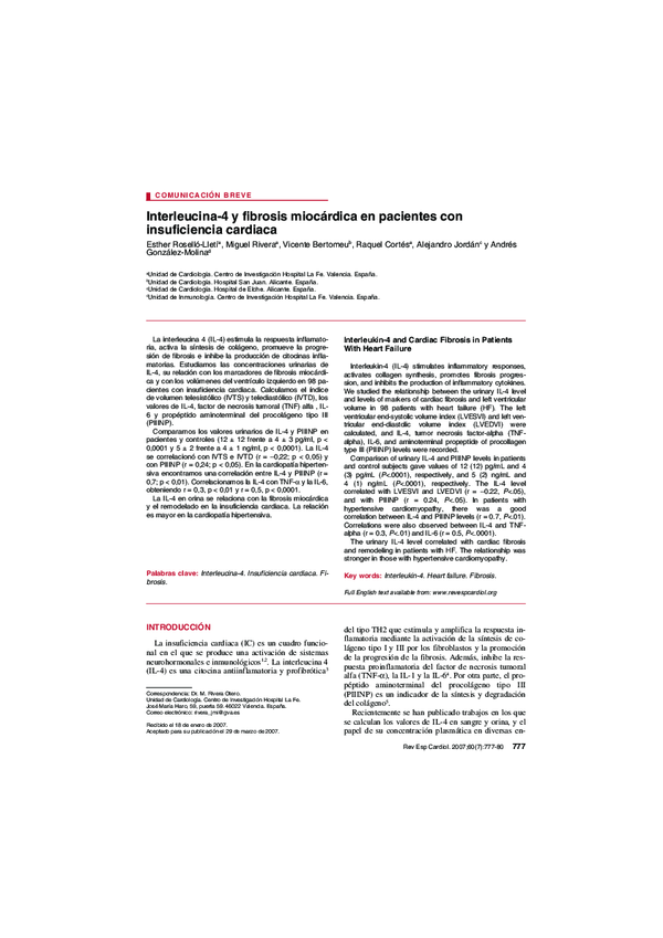 (PDF) Interleucina-4 y fibrosis miocárdica en pacientes con ...