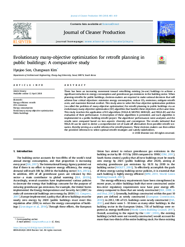 (PDF) Evolutionary many-objective optimization for retrofit planning in ...