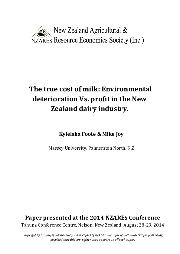 (PDF) The true cost of milk: Environmental deterioration Vs. profit in ...