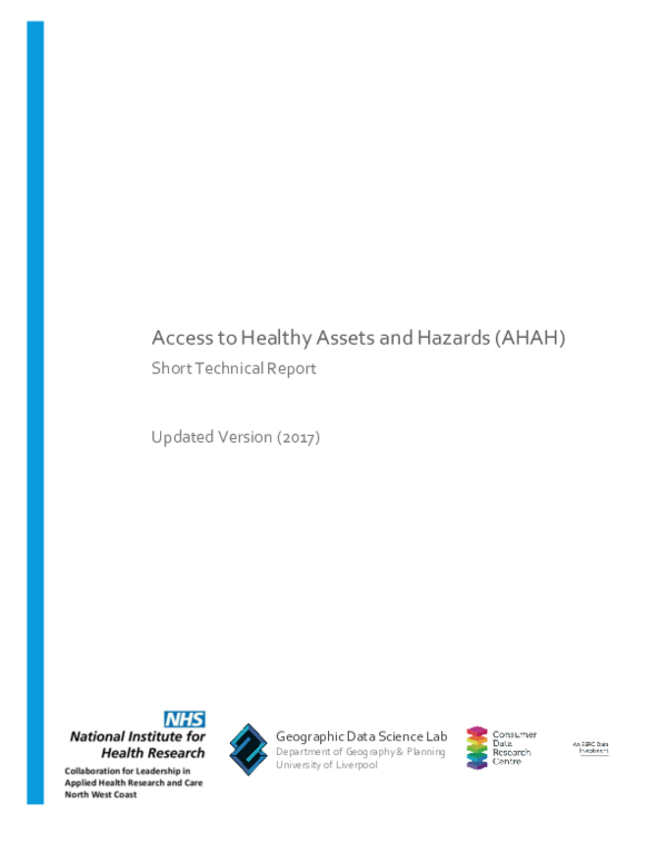 (PDF) Access to Healthy Assets and Hazards (AHAH) - Updated version 2017