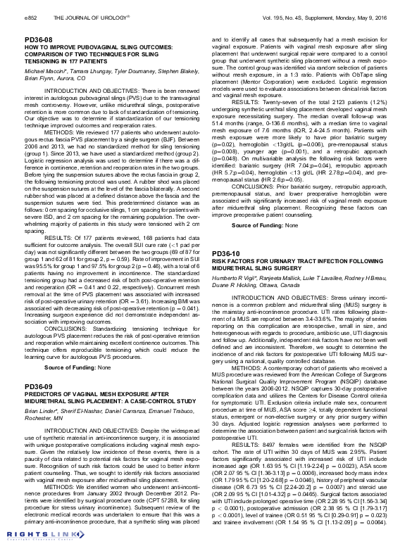 (PDF) PD36-09 Predictors of Vaginal Mesh Exposure After Midurethral Sling Placement: A Case ...