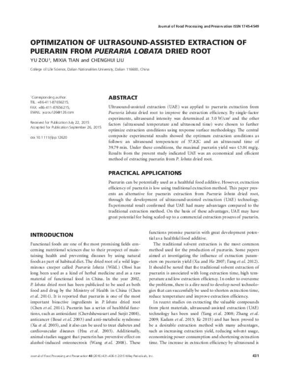 (PDF) Optimization of ultrasound-assisted extraction of bioactive properties from date palm ...