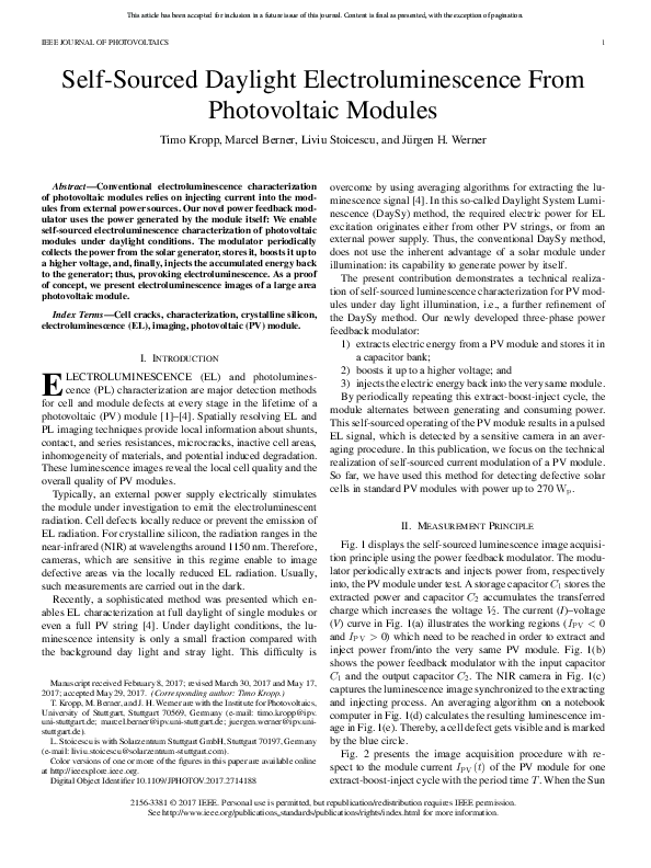 (PDF) Self-Sourced Daylight Electroluminescence From Photovoltaic Modules