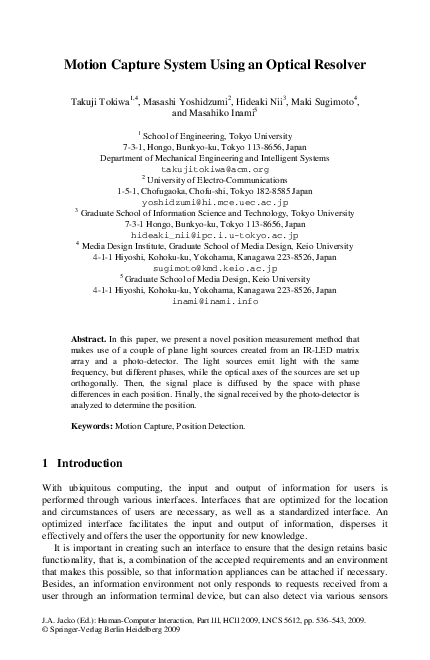 (PDF) Motion Capture System Using an Optical Resolver