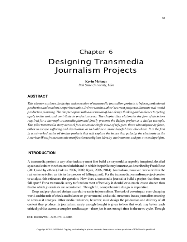 (PDF) Designing Transmedia Journalism Projects