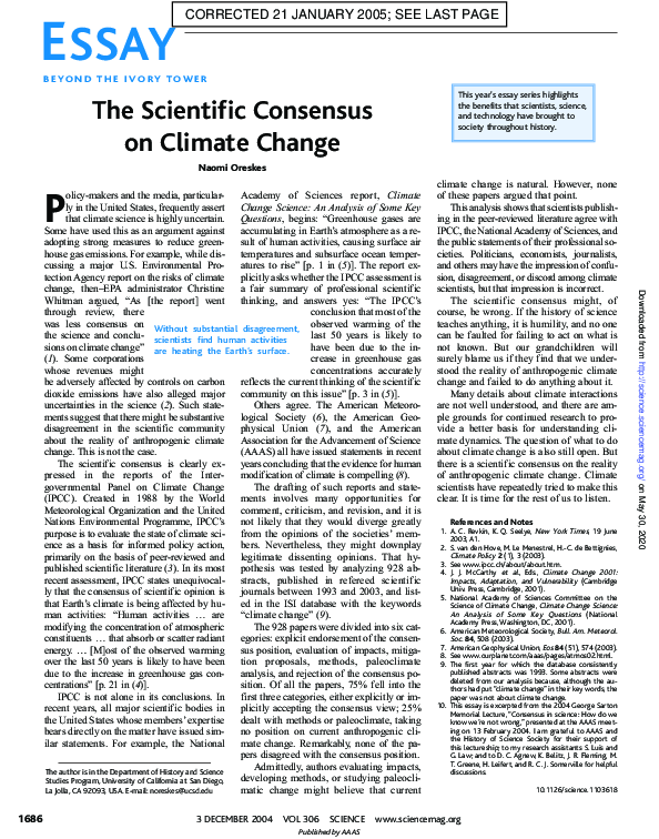 (PDF) The Scientific Consensus on Climate Change