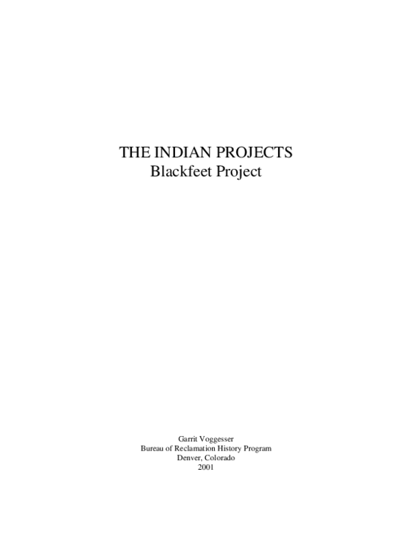 (PDF) THE INDIAN PROJECTS Blackfeet Project