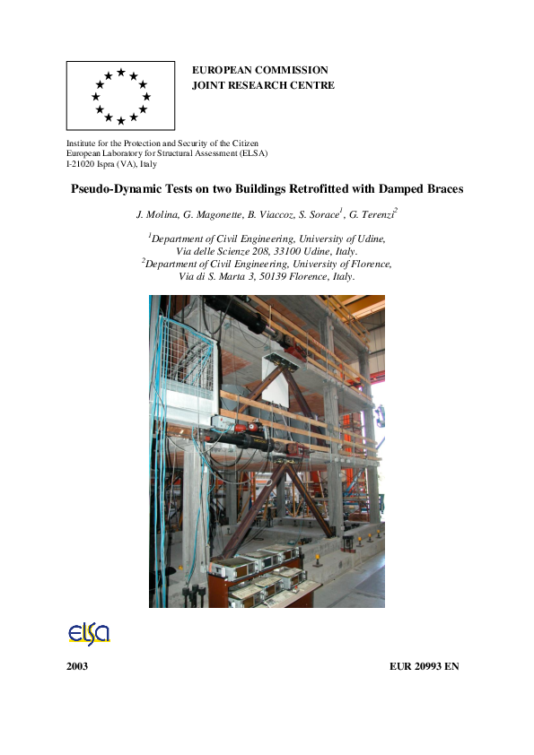 Pdf Pseudo Dynamic Tests On Two Buildings Retrofitted With Damped Braces
