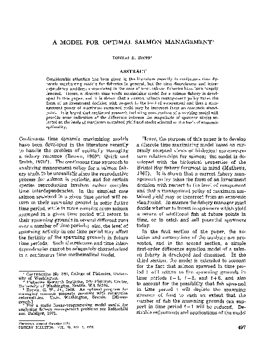 (PDF) A Model for Optimal Salmon Management