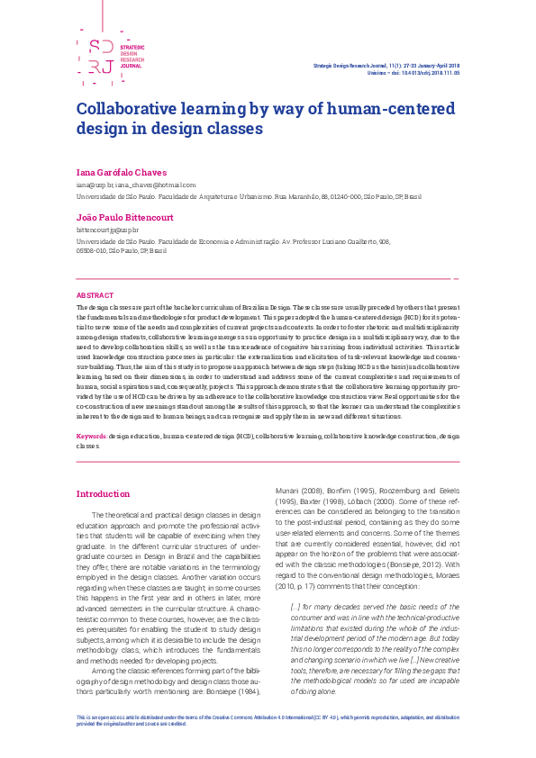 (PDF) Collaborative learning by way of human-centered design in design classes
