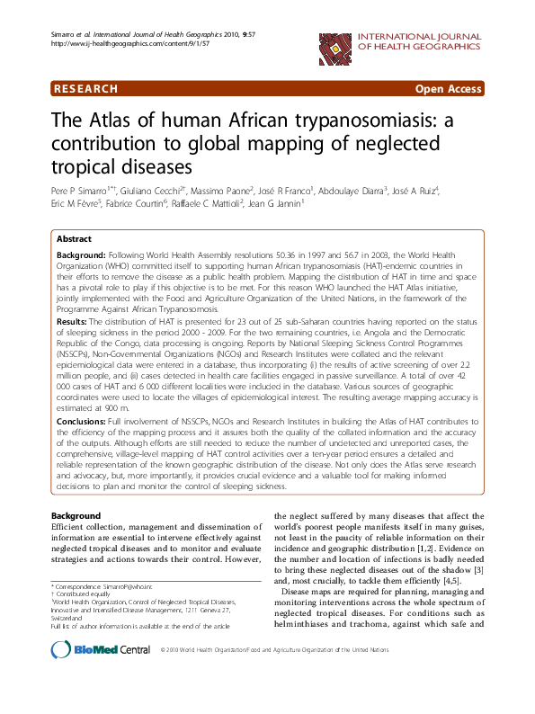 (PDF) The Atlas of human African trypanosomiasis: a contribution to ...