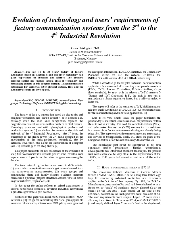 (PDF) Evolution of technology and users requirements of ...